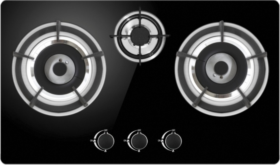 Knob Control Gas Cooker Hob , Black Built In Gas Hob With High Security