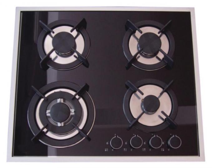 Durable Four Burner Gas Cooker Hob Built In Installation Black Tempered ...